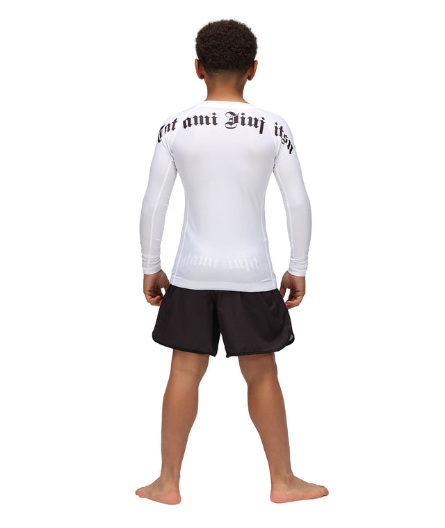 Kids Gothic Long Sleeve Rash Guard - White – Tatami Fightwear USA